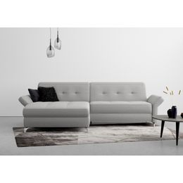 Ecksofa Home Affaire "Maredo L-Form", grau, B:284cm H:89cm T:179cm, 100% Polyester, Sofas, Ecksofa, Federkern, wahlweise auch mit Kopfteil- und Armlehnverstellung