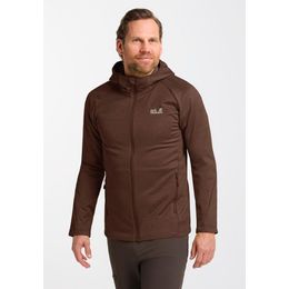 Fleecejacke Jack Wolfskin "PEAK DISTRICT HOODED FZ M", Herren, Gr. L (52), hotchoc, Obermaterial: 94% Polyester, 6% sonstige Fasern. Futter: 100% Polyester, Jacken Fleecejacke