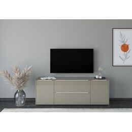 Lowboard "Reno", taupe matt lack, glas taupe glanz, B:182cm H:63cm T:42cm, Glas, Holzwerkstoff, SET ONE BY Musterring, Sideboards, Lowboard, Mit Gleitern und in verschiedenen Farben erh&auml;ltlich