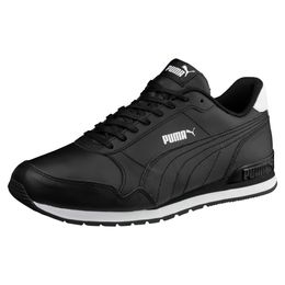 Sneaker Puma "ST RUNNER V2 FULL L", Herren, Gr. 44,5, Puma schwarz, Puma schwarz, Puma wei&szlig;, Leder, Schuhe Sneaker, mit Schn&uuml;rverschluss, mit SOFTFOAM+ D&auml;mpfungstechnologie, aus Leder