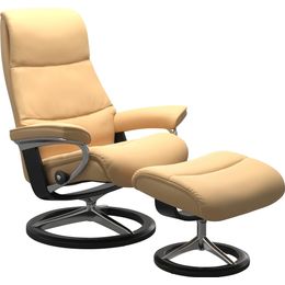 Relaxsessel stressless "View", gelb, B:78cm H:108cm T:78cm, Leder BATICK: BATICK ist ein leicht korrigiertes, durchgef&auml;rbtes und genarbtes M&ouml;belleder, bei dem die meisten Unebenheiten und Spuren in der Regel entfernt wurden.;Leder PALOMA: PALOMA ist ein durchgef&auml;rbtes Semianilin-M&ouml;belleder mit nat&uuml;rlicher Narbung.;ROHLEDER Stoff Q2 FARON: Ein fester zuverl&auml;ssiger Boucl&eacute; mit einem strukturierten Au