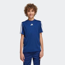 T-Shirt adidas Sportswear "TRAIN ESSENTIALS 3-STREIFEN KIDS", M&auml;dchen, Gr. 116, blau (dunkelblau, wei&szlig;), Obermaterial: 100% Polyester, Rundhals, Shirts T-Shirt