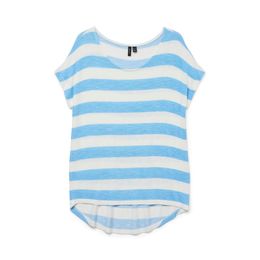 V&eacute;ro Moda Kurzarmshirt VERO MODA "VMWIDE STRIPE SL TOP GA JRS NOOS", Damen, Gr. M, azure blau stripes:snow wei&szlig;, Jersey, Obermaterial: 96% Viskose, 4% Elasthan, gestreift, regular fit normal, Rundhals, Shirts Kurzarmshirt, Viskosemischung