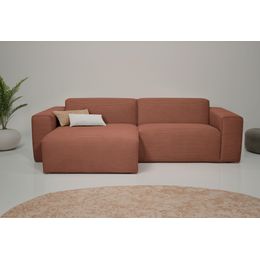 Ecksofa OTTO HOME "Koa, 228 cm, L-Form, Modulsofa in Cord, Chenille, Struktur, Webstoff", rosa (blush), B:228cm H:88cm T:159cm, 100% Polyester, Sofas, Ecksofa, Designsofa, weicher Lounge-Sitzkomfort, Welleunterfederung, bodentief