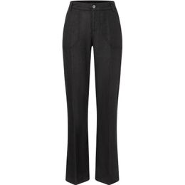 Leinenhose MAC "NORA", Damen, Gr. 44, L&auml;nge 30, schwarz, Web, Obermaterial: 100% Leinen, 7/8-L&auml;nge, Hosen Leinenhose, Sommerhose in verk&uuml;rzter L&auml;nge, temperaturausgleichend