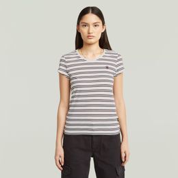 G-Star Raw V-Shirt G-STAR "Eyben", Damen, Gr. XS (34), milk, maroon double stripe, Jersey, Obermaterial: 100% Baumwolle, gestreift, slim fit normal, V-Ausschnitt, Shirts V-Shirt, mit Label
