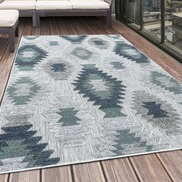 Teppich Ayyildiz Teppiche "BAHAMA 5153", blau, B:80cm H:8mm L:250cm, Polypropylen, Teppiche, Teppich, L&auml;ufer, Flachflor mit Hoch-Tief-Struktur, In-und Outdoor geeignet