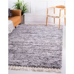 Hochflor-Teppich "Top Shag, LAGERR&Auml;UMUNG", grau (grau, elfenbeinfarben), B:66cm H:32mm L:91cm, Polypropylen (PP), MyFlair M&Ouml;BEL & ACCESSOIRES, Teppiche, Hochflor-Teppich, gewebt, melierte Optik, weich & kuschelig, mit Fransen