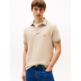 Poloshirt Tommy Hilfiger "TOMMY TIPPED SLIM POLO", Herren, Gr. M, sandalwood, Obermaterial: 96% Baumwolle, 4% Elasthan, schmal, Rippb&uuml;ndchen, Shirts Poloshirt