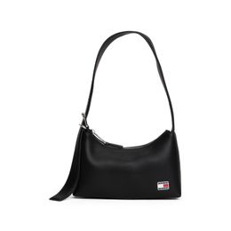 Schultertasche Tommy Jeans "TJW COOL SHOULDER BAG", Damen, Gr. B/H/T: 23cm x 14cm x 8cm, schwarz, Lederimitat, Taschen Schultertasche, Damen Minibag, Umh&auml;ngetasche mit Hardcover-Schmuckelement