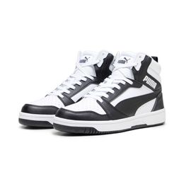 Sneaker Puma "REBOUND V6", Herren, Gr. 38, Puma wei&szlig;, Puma schwarz, shadow gray, Puma wei&szlig;, Synthetik, unifarben, Schuhe Sneaker, kn&ouml;chelhoch, wasserabweisendes Obermaterial, weiche Innensohle