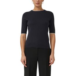 Rundhalspullover s.Oliver BLACK LABEL, Damen, Gr. 46, navy, Strick, Obermaterial: 50% Baumwolle, 50% Modal, unifarben, regular fit normal, Rundhals, Rippb&uuml;ndchen, Pullover Rundhalspullover, mit Rippb&uuml;ndchen