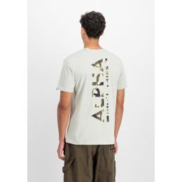 T-Shirt Alpha Industries "Backprint T-Shirt Camo Print", Herren, Gr. M, stone, Obermaterial: 100% Baumwolle, Shirts T-Shirt