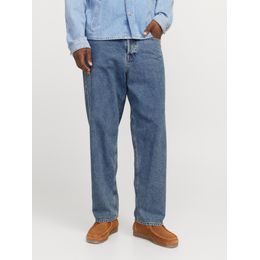 Jack & Jones Relax-fit-Jeans JACK & JONES "JJIALEX JJORIGINAL SQ 067 NOOS", Herren, Gr. 34, L&auml;nge 30, blau (blau denim), Denim/Jeans, Obermaterial: 100% Baumwolle, Abriebeffekte, relaxed fit kn&ouml;chellang, Jeans Relax-fit-Jeans