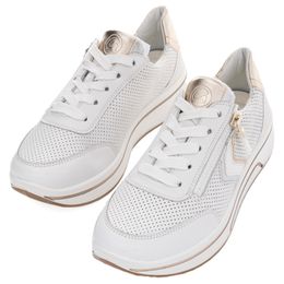 Sneaker Ara "SAPPORO", Damen, Gr. 3,5 (36), wei&szlig; (wei&szlig;, platinfarben), Glattleder, metallic, Schuhe Sneaker, Freizeitschuh, Komfortschuh, Reha Schuh in H-Weite (= sehr weit)