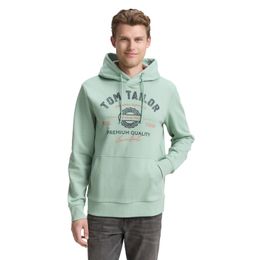 Kapuzensweatshirt Tom Tailor, Herren, Gr. S, gr&uuml;n (dust gr&uuml;n), Sweatware, Obermaterial: 70% Baumwolle, 30% Polyester, regular fit taillenbedeckt, ohne Ausschnitt, B&uuml;ndchen, Sweatshirts Kapuzensweatshirt, mit Kapuze