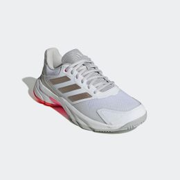 Tennisschuh adidas Performance "COURTJAM CONTROL 3", Damen, Gr. 40,5, wei&szlig; (cloud wei&szlig;, iron metallic, lucid rot), Synthetik, Textil, Schuhe Tennisschuh, f&uuml;r Hartcourt, All-Court