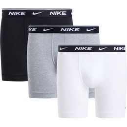 Boxer NIKE UNDERWEAR "BOXER BRIEF 3PK", Herren, Gr. M, 3 Stk., whtie, grau heather, schwarz, Jersey, Obermaterial: 95% Baumwolle, 5% Elasthan, k&ouml;rpernah, Unterhosen Boxer, mit Logo-Elastikbund