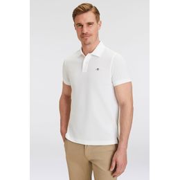 Poloshirt Gant "REG SHIELD SS PIQUE POLO", Herren, Gr. 3XL, wei&szlig;, Jersey, Obermaterial: 100% Baumwolle, unifarben, regular fit h&uuml;ftlang, hoch geschlossener Ausschnitt, B&uuml;ndchen, Shirts Poloshirt, mit Logo und Flachstrickkragen 100% Baumwolle Pique