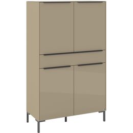 Highboard "Reno", taupe matt lack, glas taupe glanz, B:92cm H:154cm T:42cm, Glas, Holzwerkstoff, SET ONE BY Musterring, Sideboards, Highboard, Mit Winkelfu&szlig; in diversen Farben, 154 cm H&ouml;he & Farbauswahl