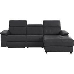Ecksofa Home Affaire "Binado, L-Form", schwarz, B:252cm T:164cm, Webstoff (95% Polyester/5% Nylon), Sofas, Ecksofa, mit manueller oder elektrischer Relaxfunktion mit USB-Anschluss
