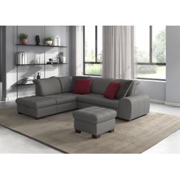 Sit & More Ecksofa SIT & MORE "Luxor L-Form", grau, B:259cm H:82cm T:224cm, Luxus-Microfaser ALTARA NUBUCK (100% Polyester);Soft clean (98% Polyester, 2% Polyamid);Struktur fein (100% Polyester), Sofas, Ecksofa, wahlweise mit Bettfunktion, Stauraum und Kopfteilverstellung