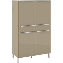 Highboard "Reno", taupe matt lack, glas taupe glanz, B:92cm H:152cm T:42cm, Glas, Holzwerkstoff, SET ONE BY Musterring, Sideboards, Highboard, Mit Vierkantfu&szlig; in diversen Farben, 152 cm H&ouml;he & Farbauswahl