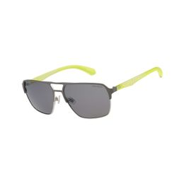 Sonnenbrille Superdry "Modell 995064", Herren, dunkles silber, neon gr&uuml;n, matt, Sonnenbrillen Sonnenbrille, Form Pilot, Logoschriftzug auf B&uuml;gel, Kombifassung