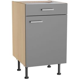 Unterschrank KOCHSTATION "KS-Lucy", basaltgrau, eiche hell, B:50cm H:87cm T:58,1cm, Schr&auml;nke, Unterschrank, Breite 50 cm, h&ouml;henverstellbare F&uuml;&szlig;e, Soft-Close