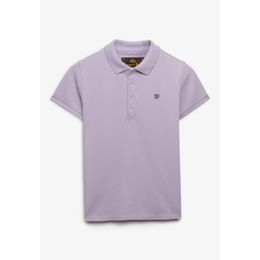 Poloshirt Superdry "HERITAGE SLIM FIT POLO", Damen, Gr. M, parma violet lila, Single Jersey, Obermaterial: 97% Baumwolle, 3% Elasthan, unifarben, skinny fit normal, Shirts Poloshirt
