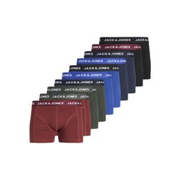 Jack & Jones Boxershorts JACK & JONES "JACFLOWER Microfiber mit Logobund, Blumenprint und Stretchkomfort", Herren, Gr. M, 10 Stk., rosin pack:sodalite blau, schwarz, firot brick, navy blazer, navy blazer, firot brick, schwarz, Jersey, Obermaterial: 95% Baumwolle, 5% Elasthan, unifarben mit Farbeinsatz, k&ouml;rpernah, Unterhosen Boxershorts, eng anliegend, Microfaser, schnelltrocknend