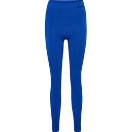 Trainingstights Hummel "HMLTIF SEAMLESS HIGH WAIST TIGHTS", Damen, Gr. L (40), N-Gr, surf the web, Obermaterial: 85% Polyamid, 15% Elasthan, eng, Hosen Trainingstights, dehnbarer Stoff, enge Passform, nahtloses Design