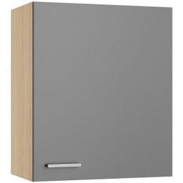 H&auml;ngeschrank KOCHSTATION "KS-Lucy", basaltgrau, eiche hell, B:60cm H:70,4cm T:34,6cm, Schr&auml;nke, H&auml;ngeschrank, Breite 60 cm, mit 1 T&uuml;r, 2 Einlegeb&ouml;den, Soft-Close