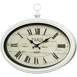 Wanduhr AMBIENTE HAUS "Paris Wanduhr - wei&szlig; 34x50cm", wei&szlig;, B:50cm H:34cm T:5cm, Wanduhren, Wanduhr