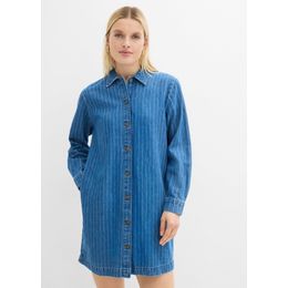 bonprix Jeanskleid Langarm mit Streifen Baumwolle, blau, Gr.36, Jeanskleid Langarm mit Streifen, Baumwolle, aus 100% Baumwolle