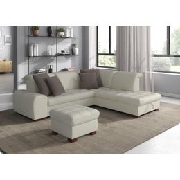 Sit & More Ecksofa SIT & MORE "Luxor L-Form", beige (creme), B:259cm H:82cm T:224cm, Luxus-Microfaser ALTARA NUBUCK (100% Polyester);Soft clean (98% Polyester, 2% Polyamid);Struktur fein (100% Polyester), Sofas, Ecksofa, wahlweise mit Bettfunktion, Stauraum und Kopfteilverstellung