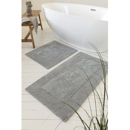 Badematte WECON HOME BASICS "Finn", grau, H:15mm, Baumwolle, Badematten, Badematte, waschbar, robust, saugf&auml;hig, pflegeleicht, Baumwolle, Hoch-Tief-Effekt