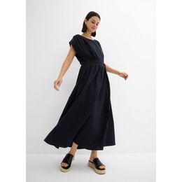 bonprix Midikleid aus reiner Baumwolle, schwarz, mit Baumwolle