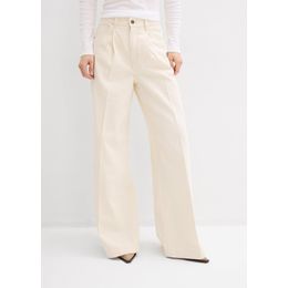bonprix Super Wide Palazzo-Jeans Baumwolle, beige, Gr.42, Super Wide Palazzo-Jeans, Baumwolle, 100% Baumwolle