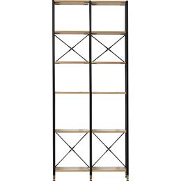 M&ouml;bilia Mehrzweckregal M&Ouml;BILIA, beige (natur, schwarz), B:87,5cm H:210cm T:30cm, MDF, Metall, Regale, Mehrzweckregal, MDF mit Akazie-Dekor