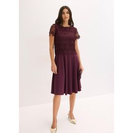 bonprix Midikleid mit Spitze, braun