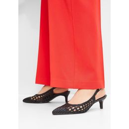 bonprix Slingpumps in Flecht-Optik, schwarz, Gr.39, Sommerlicher Sling Pumps mit Flechtdetails