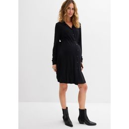 bonprix 2-in-1 Umstandskleid und Stillkleid aus Viskose- Jersey, schwarz, Gr.44/46 (L), Durchgekn&ouml;pftes Blusenkleid f&uuml;r die Schwangerschaft und danach