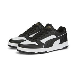 Sneaker Puma "RBD GAME LOW", Herren, Gr. 42,5, schwarz-wei&szlig; (Puma schwarz, Puma wei&szlig;, Puma team gold), Leder, Synthetik, Schuhe Sneaker