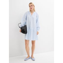 bonprix Tunika-Kleid aus reiner Baumwolle, blau, mit Baumwolle