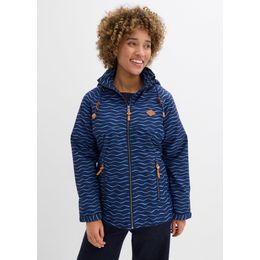 bonprix wasserdichte Funktions-Jacke, blau, Gr.50, Winddichte Regenjacke mit Rei&szlig;verschlusstaschen, bequem geschnitten
