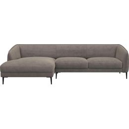 Ecksofa FLEXLUX "Belle Designsofa, L-Form, B/T 288/149 cm", braun (taupe braun), B:288cm H:74cm T:149cm, 85% Polyester/15%Polyamide, Sofas, Ecksofa, Skandinavisches Design, In hochwertiger Verarbeitung