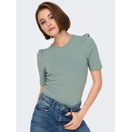 Kurzarmshirt Only "ONLLIVE LOVE 2/4 PUFFTOP JRS NOOS", Damen, Gr. M, abyss, Jersey, Obermaterial: 95% Baumwolle, 5% Elasthan, unifarben, regular fit normal, Rundhals, Shirts Kurzarmshirt