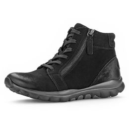 Schn&uuml;rboots ROLLINGSOFT, Damen, Gr. 42, schwarz (schwarz, used), Nubukleder, Schuhe Schn&uuml;rboots, Keilabsatz, Komfortboots mit profilierter Gummilaufsohle