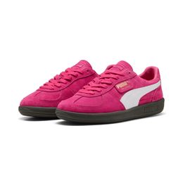 Sneaker Puma "PALERMO", Herren, Gr. 37,5, wei&szlig; (Puma pink, Puma wei&szlig;), Leder, mehrfarbig, Schuhe Sneaker, aus Leder, mit Synthetik-Innenmaterial, mit Schn&uuml;rverschluss